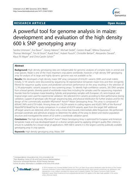 Pdf A Powerful Tool For Genome Analysis In Maize Development And