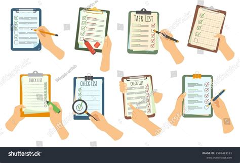 Hand Holding Checklist On Clipboard Task Stock Vector Royalty Free 2505423191 Shutterstock