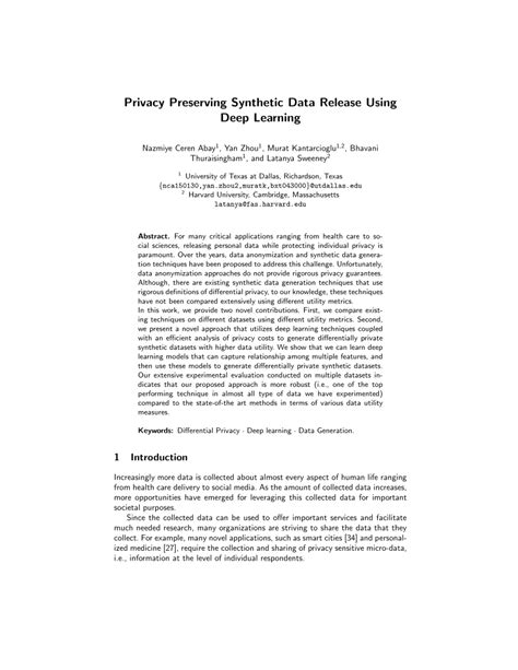 Pdf Privacy Preserving Synthetic Data Release Using Deep Learning