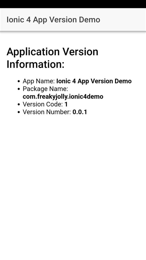 Ionic 4 Get App Version Name Version Code