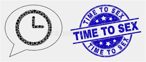 Vector Pixelated Time Message Balloon Icon And Distress Time To Sex Seal Stock Vector