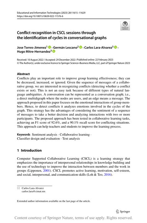 Conflict Recognition In Cscl Sessions Through The Identification Of Cycles In Conversational