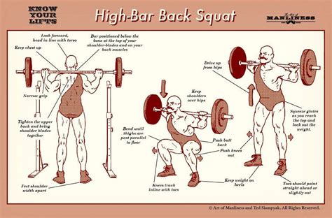 High Bar Back Squat Guide Powerlifting Form Barbell Squat Variations