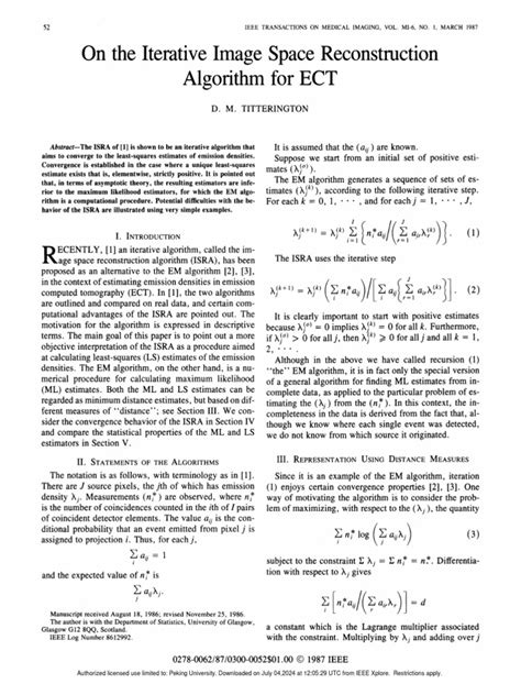On The Iterative Image Space Reconstruction Algorthm For Ect Pdf Matrix Mathematics