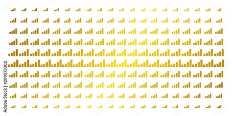 Bar Chart Icon Golden Halftone Pattern Vector Bar Chart Pictograms Are