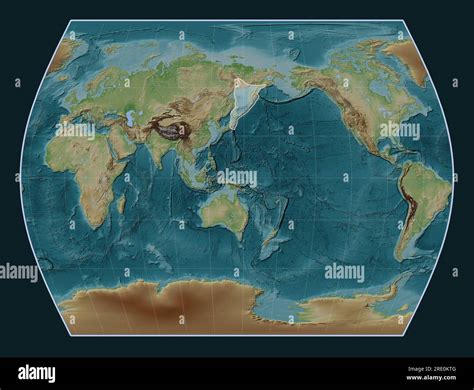 Okhotsk Tectonic Plate On The Wiki Style Elevation Map In The Times Projection Centered