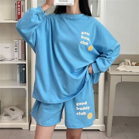 스마일 버디클럽 빅사이즈 맨투맨 반바지 츄리닝 세트