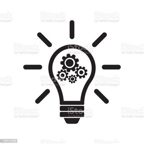 플랫 스타일의 혁신 아이콘 흰색 고립 된 배경에 톱니 바퀴 벡터 그림전구 아이디어 비즈니스 개념 0명에 대한 스톡 벡터 아트 및 기타 이미지 Istock