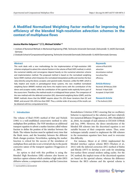 Pdf A Modified Normalized Weighting Factor Method For Improving The