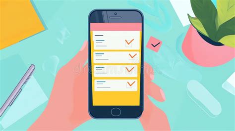 Checklist App Illustration Mobile Productivity Stock Image Image Of