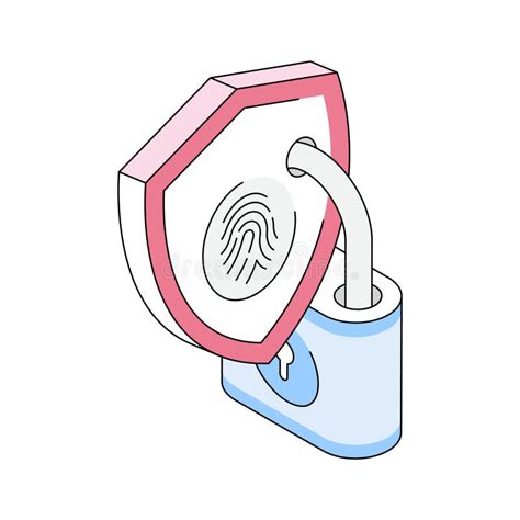 Modern Isometric Outline Icon Showing Biometric Security Scanning Process Stock Vector