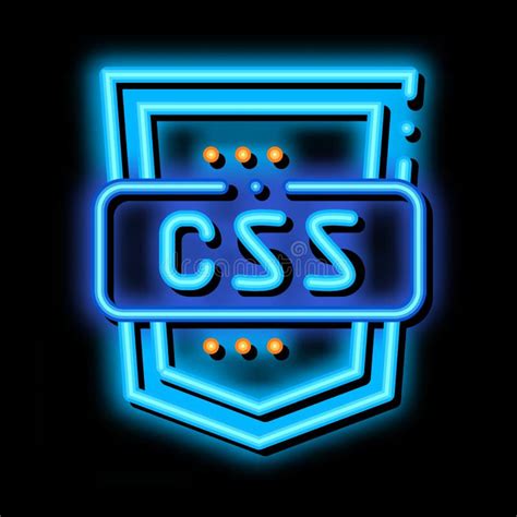 coding language css system neon glow icon illustration stock vector
