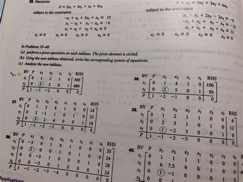 solved 5 1 the simplex tableau pivoting 233 in problems