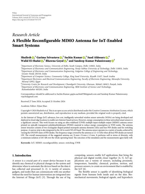 Pdf A Flexible Reconfigurable Mimo Antenna For Iot Enabled Smart Systems Finperform