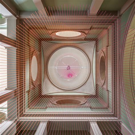 Glithero Suspends Highlighter Bright Abstract Clock Above Vanda Stairwell