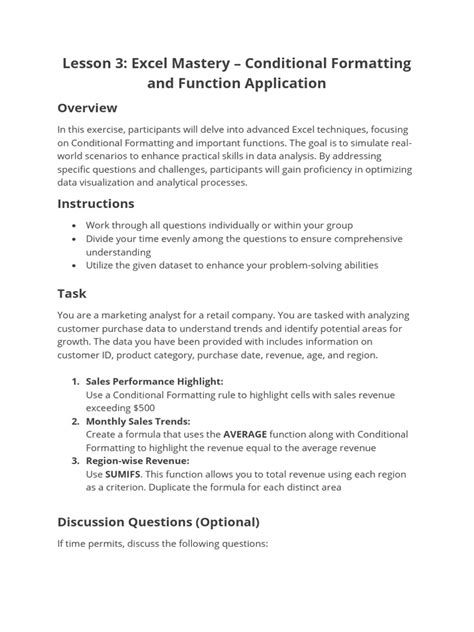 Lesson03excelmastery Conditionalformattingandfunctionapplication Pdf Microsoft