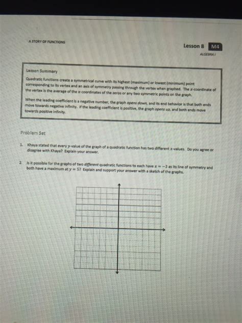 Solved Quadratic Functions Create A Symmetrical Curve With