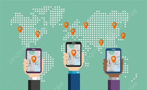 Illustration Of A Banner For Mobile Gps Navigation Service Featuring A Person Holding Their