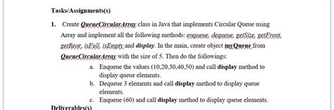 Solved Tasksassignmentss 1 Create Queuecircular Array