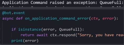 Onapplicationcommanderror Cant Catch Custom Exception · Issue 402 · Pycord Development