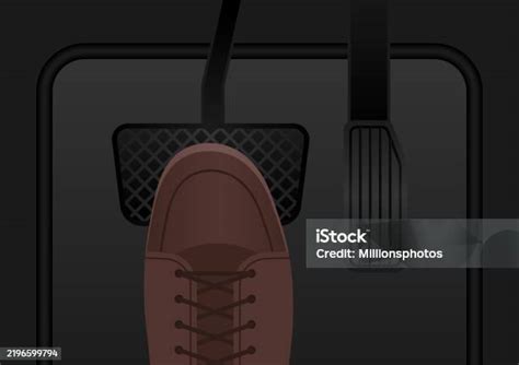 자동차의 브레이크 페달을 밟는 운전자 자동차 페달 브레이크와 액셀러레이터 가속 페달에 대한 스톡 벡터 아트 및 기타 이미지 가속 페달 가솔린 고무 Istock