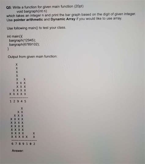 Solved Q5 Write A Function For Given Main Function 20pt