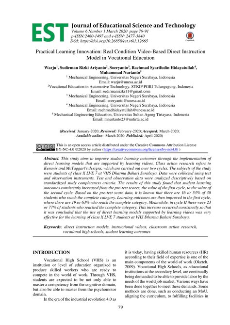 Pdf Practical Learning Innovation Real Condition Video Based Direct