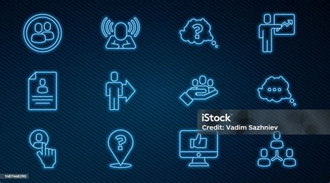 라인 프로젝트 팀 기반 말풍선 채팅 물음표 팀 리더 이력서 검색 담당자 및 헤드 헌팅 아이콘을 설정합니다 벡터 Brand Name Online Messaging