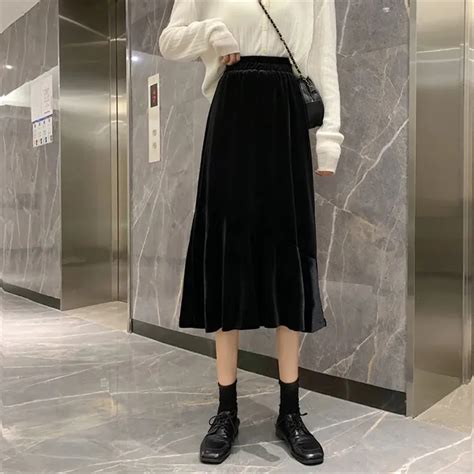 블랙 스커트 여성 2021 새로운 매력적인 슬림 패션 Jupe Femme 하이 웨이스트 파티 인어 미디 Saias Longas 여성 가을 겨울스커트 Aliexpress