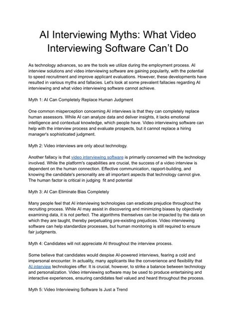 Ppt Ai Interviewing Myths What Video Interviewing Software Cant Do Powerpoint Presentation