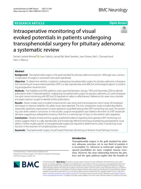 Intraoperative Monitoring Of Visual 2021 Pdf Surgery Creative
