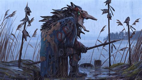 Epic Sci Fi Robot Guardian Hd Wallpaper Free Download By Simon Stålenhag