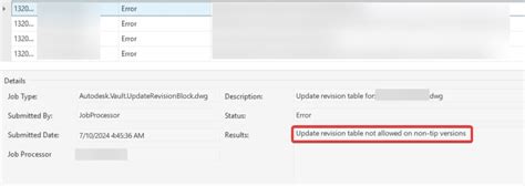 Job Name Not Allowed On Non Tip Versions On Certain Jobs In The Vault Job Queue