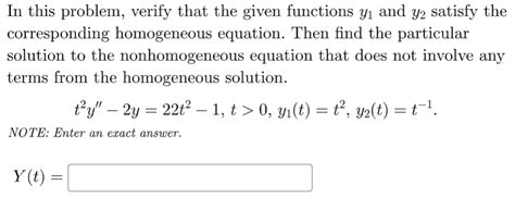 Solved In This Problem Verify That The Given Functions Yi
