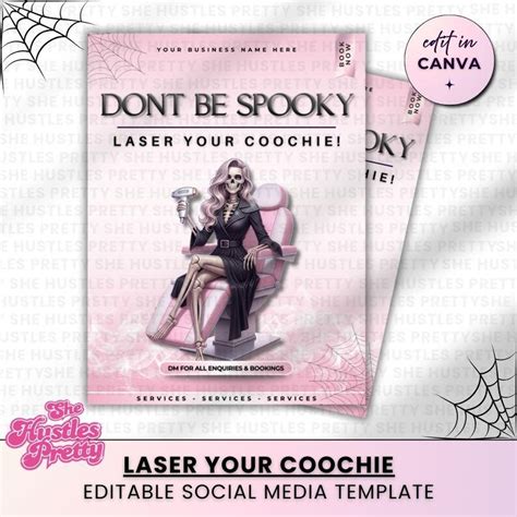 Halloween Laser Hair Removal Template Funny Beauty Salon Flyer Canva