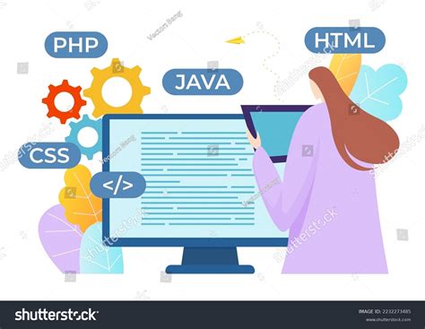 Professional Programmer Woman Character Development Software Stock