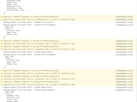 Console Is Full With Ag Grid Warnings Issue Prisma Studio GitHub