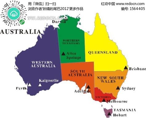 手绘澳大利亚彩色行政划分图eps素材免费下载红动网