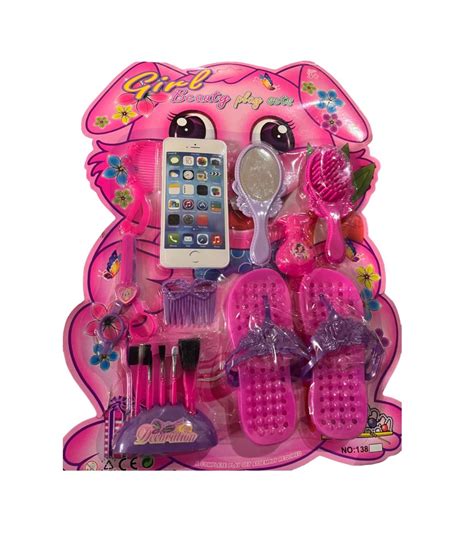 Girl Beauty 15 Piece Pretend Phone Shoes Comb Mirror Cosmetic Brush
