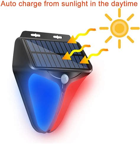 Solar Security Alarm 110db Sound Light Alarm Human Body Sensor Warning Light Safety Flashing