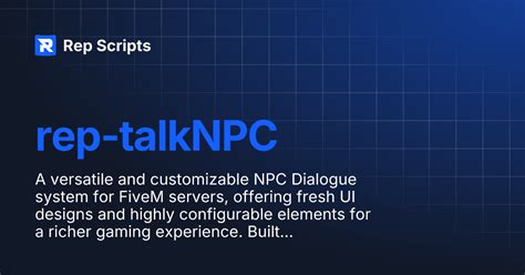 Free Advanced Npc Dialogue System Fivem Releases Cfxre Community