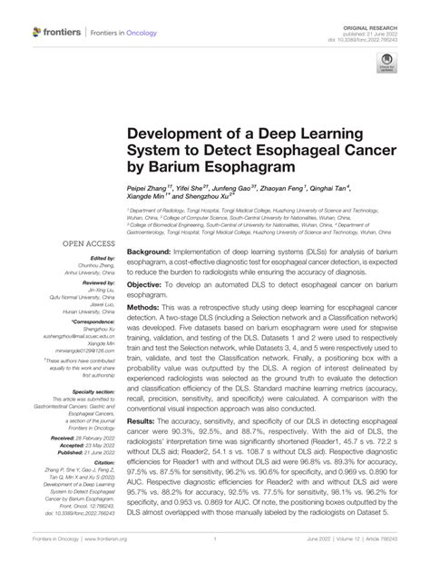 Pdf Development Of A Deep Learning System To Detect Esophageal Cancer