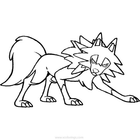 Lycanroc Dusk Form Pokemon Coloring Pages Lineart By Bellatrixie White