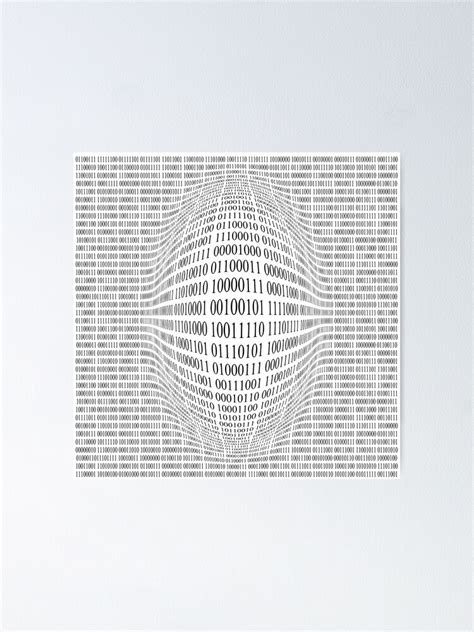 White Random Digital Ones And Zeros Binary Code Numbers Design Poster
