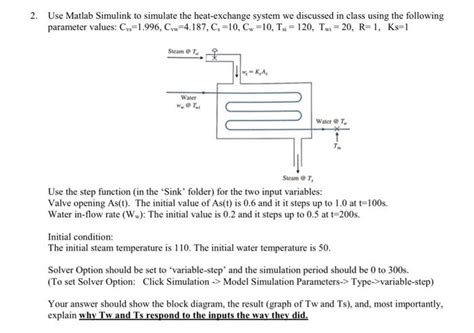 Solved 2 Use Matlab Simulink To Simulate The Heat Exchange Chegg Com