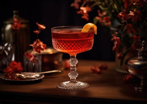 Premium Photo A Boulevardier Cocktail Served In A Vintage Glassware