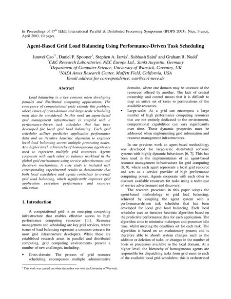 Pdf Agent Based Grid Load Balancing Using Performance Driven Task Scheduling