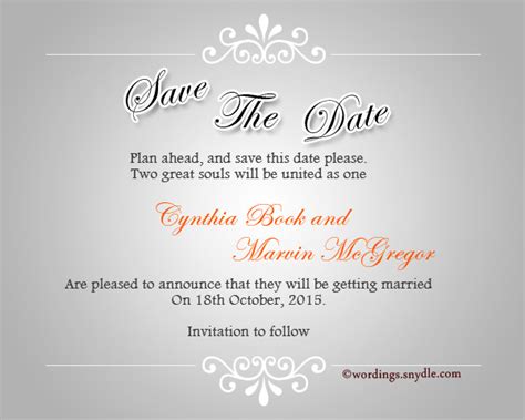 Save The Date Wording Samples Wordings And Messages
