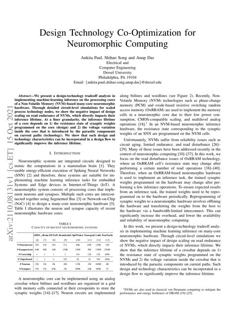 Pdf Design Technology Co Optimization For Neuromorphic Computing