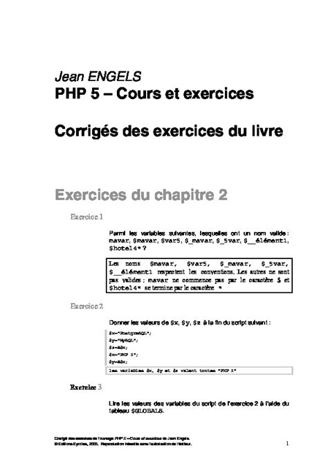 PHP Cours et exercices corrigés CoursInfoPDF